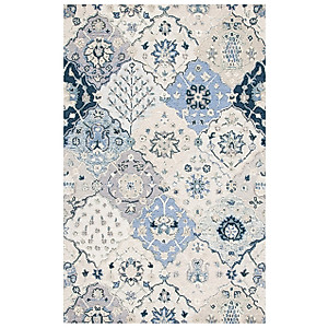 SAFAVIEH Glamour Collection 9' x 12' Beige/Blue GLM622B Handmade Premium Wool Area Rug