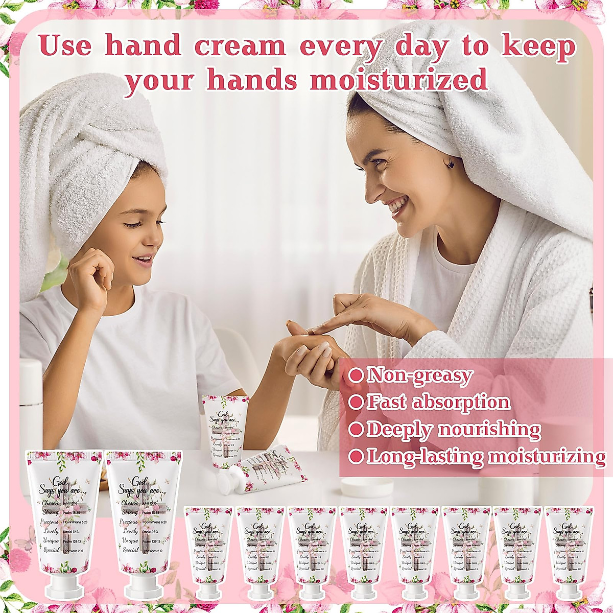 Heigble 50 Pack Hand Lotion Bulk Gifts Travel Size Summer Hand Cream Christian Gift Bulk for Church Hand Cream for Homeless Nursing Home Non Beneficial Appreciation Gifts for Coworker