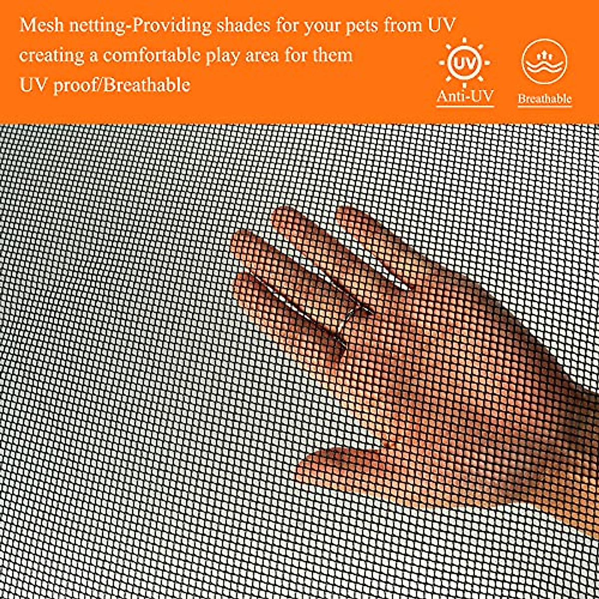 PJYuCien Dog Playpen Mesh Top Cover, Fits 36 Inch 4 Panels Regular Square Plastic Exercise Pet Pen, Velcro Connections, Black (Note: Cover Only, Playpen Not Included !!!)