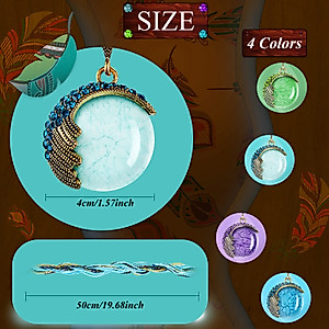 4 Pcs Bohemian Necklace for Women Turquoise Jewelry Necklace Statement Beaded Vintage Jewelry Rhinestone Long Necklace for Pendent Collar Necklace (Peacock Blue, Green, Light Purple, Lake Blue)