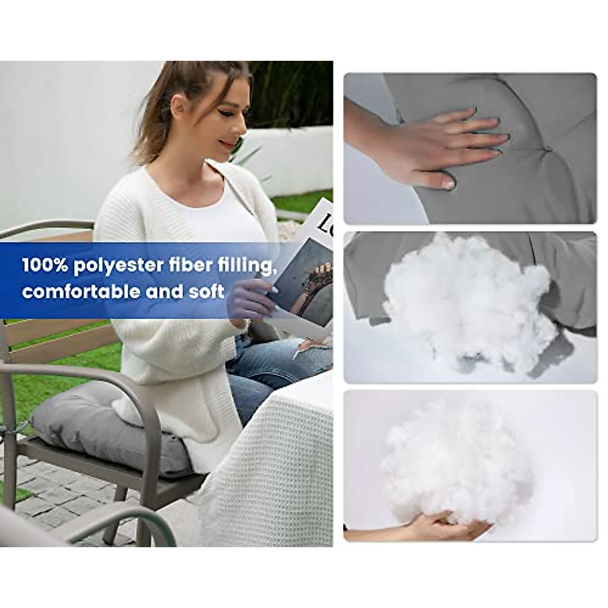 ROSNINIKA Outdoor Chair Cushions 2 Pcs Outdoor Cushions Patio Furniture Cushions Chair Cushion Patio Chair Seat Pads with Ties 19x19 Inches Light Gray