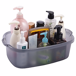 ANNIYA Shower Caddy Tote Organizer, Portable Cleaning Caddy Basket with Handle for Bathroom, Tool Organizer for Car, Garden, kitchen, Cleaning Supplies Clear Grey (Clear Grey 1 Pack)