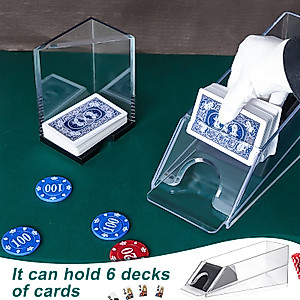 Deekin 6 Deck Blackjack Shoe with Discard Tray Clear Acrylic Card Dispenser for Playing Cards Playing Card Blackjack Dealing Shoe Dispenser Discard Holder Trays for Blackjack Games (2 Pieces)