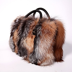 URSFUR Women's Winter Handbag Real Fox Stachel Bag Purse