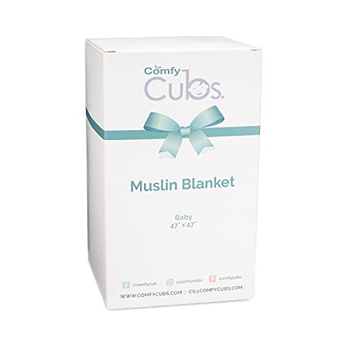 Comfy Cubs Baby Muslin Blanket, Swaddle for Newborns and Toddlers, Large 40” x 40” Cover, 6-Layer Plush Softness for Infant Swaddling, Receiving, or Tummy Time, Shower Gift (White, Baby - Muslin)