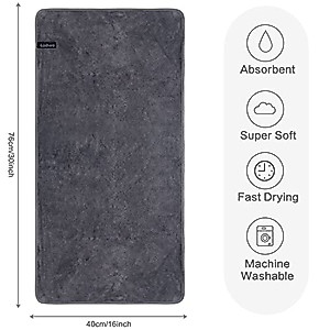 KinHwa Microfiber Hand Towels for Bathroom - Soft and Light-Weight Face Towels Odor Free Wash Towels for Bath, Spa, Gym (Gray, 2)