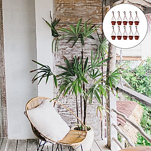 YARDWE Hanging Planter Balcony Orchid Pot: 10pcs Indoor Flower Basket Hanger Brown Succulent Pot Garden Flower Bonsai Container