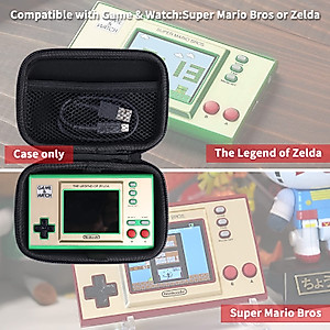 Hard Carrying Case for Nintendo Game & Watch, Protective Storage Organizer Cases Compatible with Game & Watch:Super Mario Bros,The Legend of Zelda,Extra Mesh Pocket for Charging Cables,Red