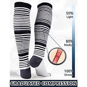 +MD 3 Pairs Compression Socks Moisture Wicking 8-15 mmHg for Women & Men Moisture Wicking Support Stockings for Airplane Flights, Travel, Nurses, Edema 10-13