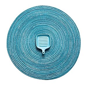 AHHFSMEI Round Placemats Set of 6 Round Braided Place mats 15 Inch Table Mats for Dining Tables Washable Heat Resistant Place mats for Party BBQ Christmas and Everyday Use (Blue Silver)