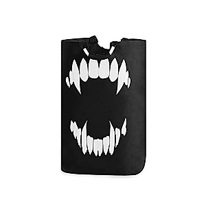 WELLDAY Laundry Hamper with Handle Vampire Teeth Laundry Baskets Foldable Dirty Clothes Basket Large Storage Laundry Organizer