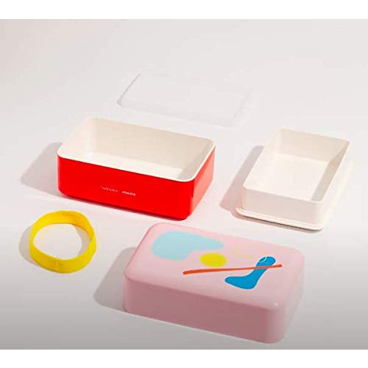 POKETO x TAKENAKA Limited Model, Pool color, Perfect for Lunch Bento Time, Made in Japan (POKETO Nibble Bento Box(Pink x Red))