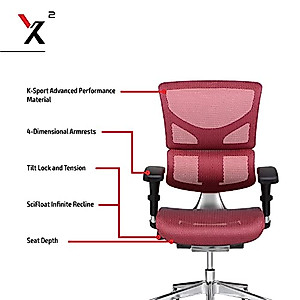 X-Chair X2 Management Task Chair, White K-Sport Mesh Fabric with Headrest - Ergonomic Office Seat/Dynamic Variable Lumbar Support/Floating Recline/Highly Adjustable/Perfect for Long Work Days