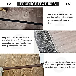 19.7Ft PVC Door Bar Floor Edge Trim, Gray Self Adhesive Transition Profile Floor Cover Strips Laminate Threshold Flat Divider Strip(19.7Ft x 1.57 Inch Floor Strip)