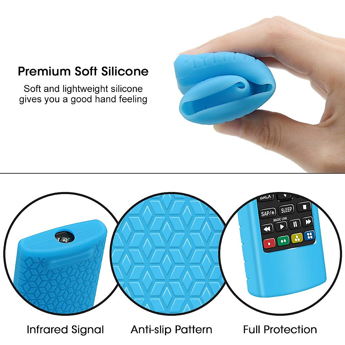 Silicone Protective Case for LG AKB75095307 AKB75375604 AKB74915305 Remote Control, Shockproof Anti-Lost Remote Cover Holder Skin Sleeve Protector for LG Smart TV Remote (Glow Blue)
