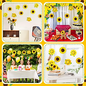 A1diee Sunflower Tissue Pom Poms - Yellow Flowers Wall Hanging Swirls Party Decorations Retro Boho Birthday Banner Baby Shower Bridal Wedding Classroom Backdrop Supplies Favor Décor 6.5" 6.2"