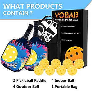 TNELTUEB Pickleball Paddles Set of 2 Pickleball Rackets 8 Pickle Balls 1 Portable Bag - USAPA Approved Lightweight Pickleball Racquet Outdoor & Indoor Use