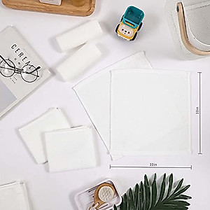 JEFFSUN Natural Bamboo Baby Washcloths, Heavenly Soft Wash Cloths for Washing Face and Body, Super Gentle & Safe Bath Towels, (10 X 10 inch - Pack of 12, White & Gray)