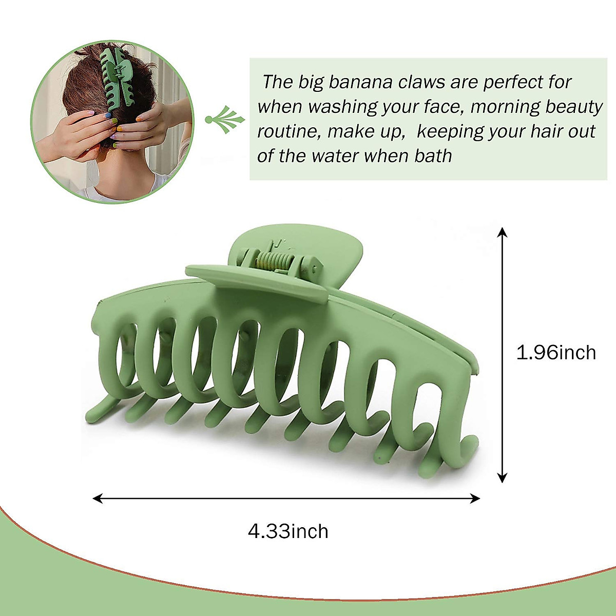 4 pcs Large Hair Claw Clips for Thick Hair - Matte Plastic Butterfly Hair Clips Strong Hold for Women and Girls French Curly Hair (Pink+Rose)