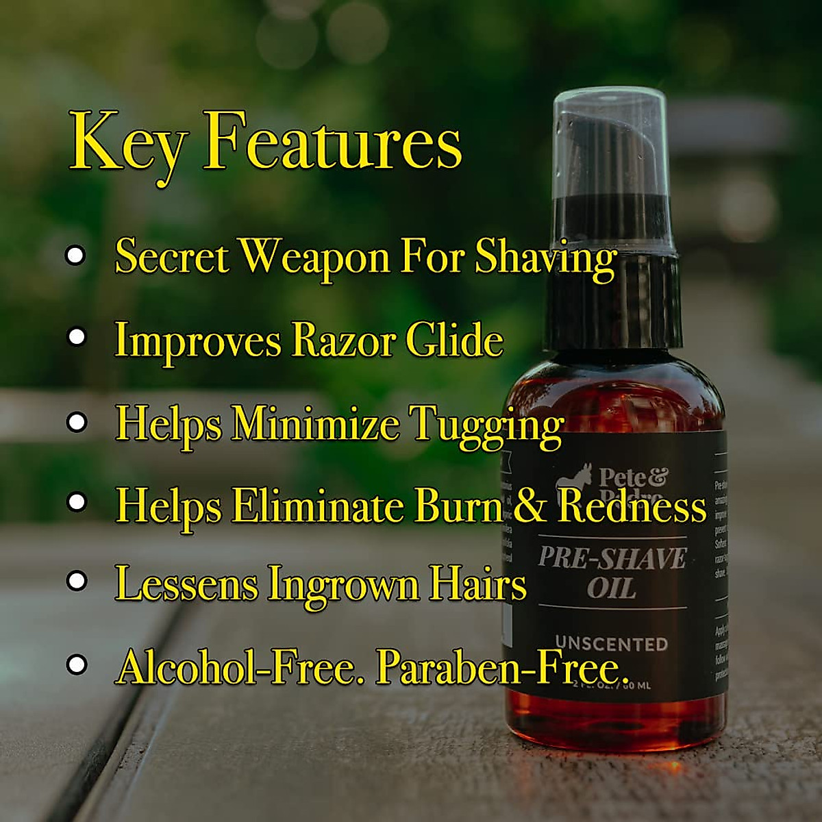 Pete & Pedro PRE-SHAVE OIL - Improves Razor Glide For Smooth Shaving | Reduces Irritation, Burn, Ingrowns, Bumps & Redness | Unscented, Sensitive Skin, For All Razors | As Seen on Shark Tank, 2 oz.