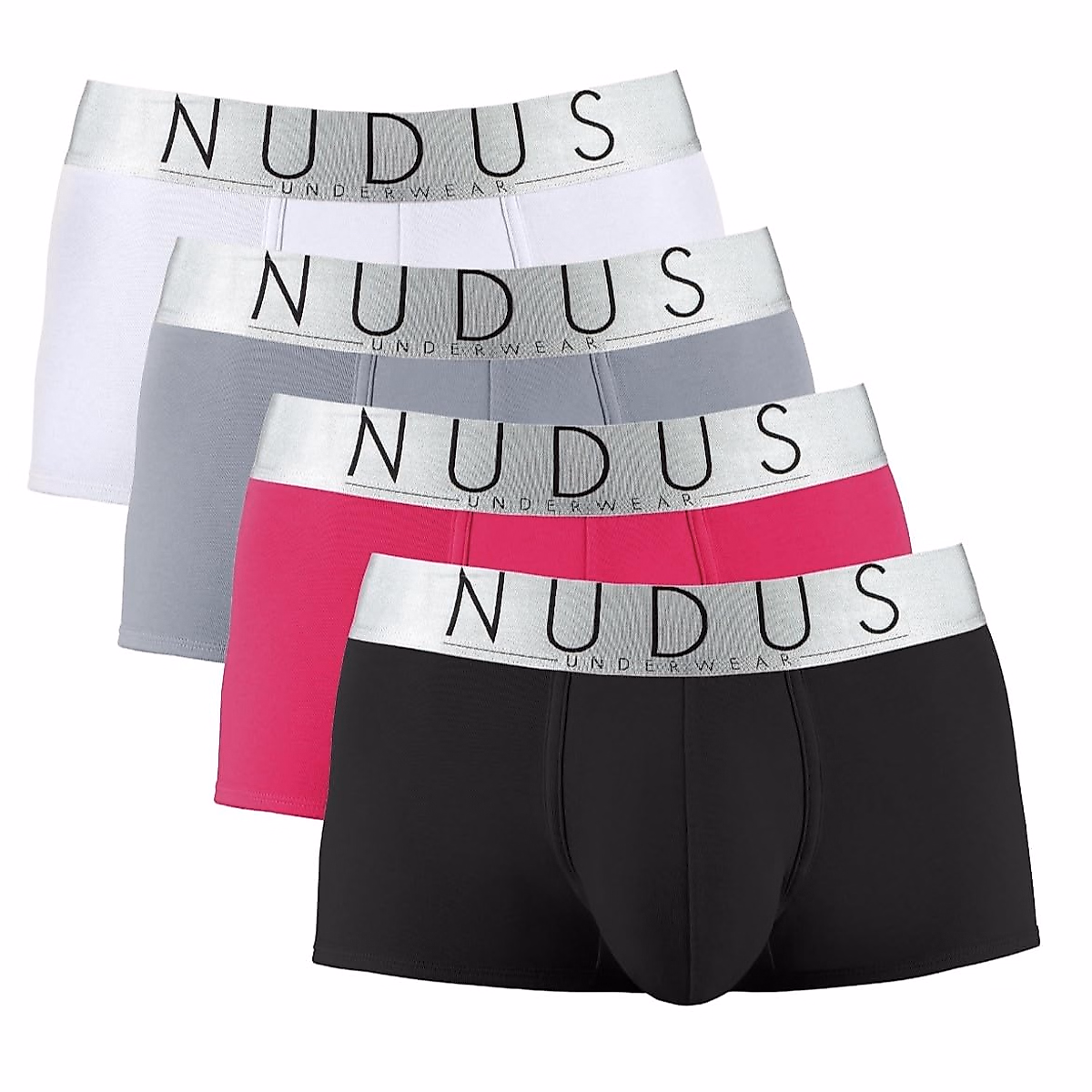 NUDUS Men’s Cotton Underwear - Short Boxer Briefs - 4 Pack Gift Box - Medium