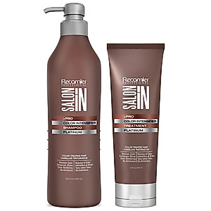 Recamier Professional Salon In +Pro Color Intensifier Hair Platinum Kit Shampoo and Treatment - Kit Tratamiento y Shampoo Intensificador de Color Platino para cabello