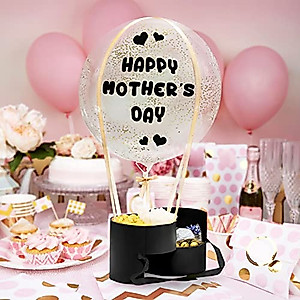 Surprise Gift Box for Women with Bobo Balloon & Letters for Happy Birthday, Mother’s Day, Valentine's Day, Anniversary. Premium Present with Mock Flowers for Mom, Wife, Girlfriend, Sister, Black
