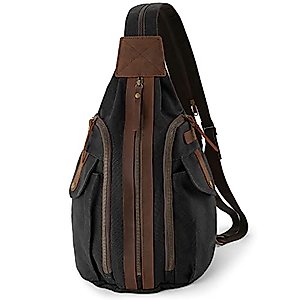 Jannloe Canvas Sling Backpack Casual Crossbody Pack for Women Men Shoulder Rucksack Daypack