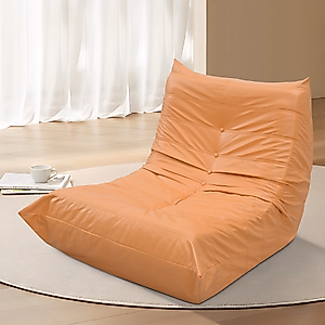 FIQHOME, Comfy Oversized Lazy, Modern Armless Lounge Chair with Backrest Retro Single-Seat,100% Sponge-Filled Sofa for Living Room,Bedroom,Salon,Office,Orange
