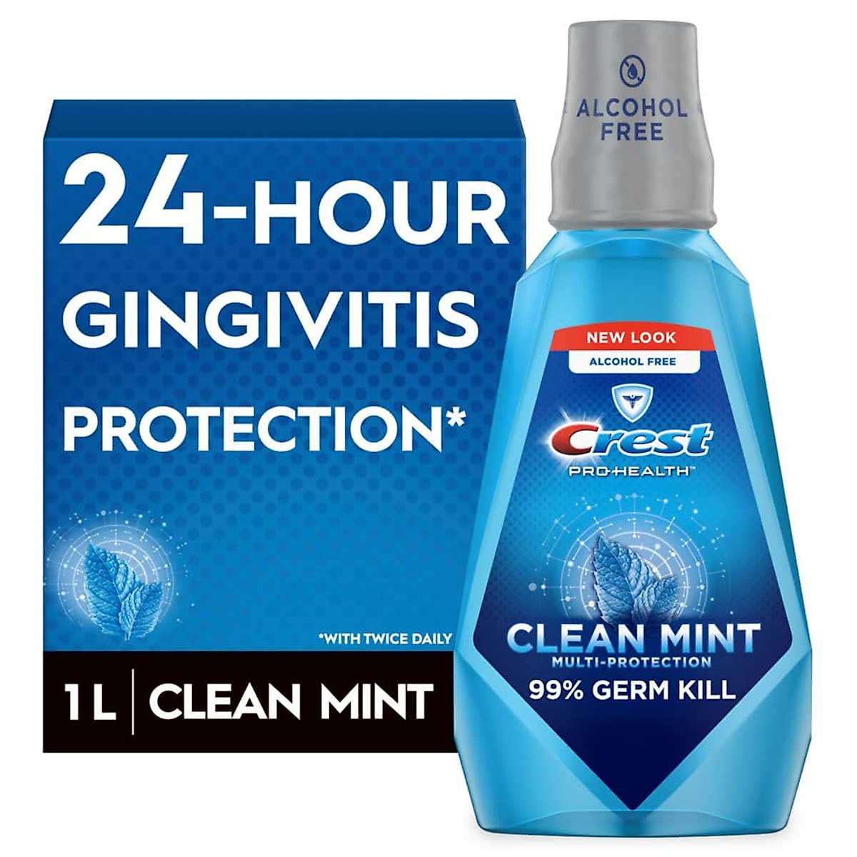 Crest Pro Health Multi-Protection Mouthwash with CPC (Cetylpyridinium Chloride), Clean Mint, 1L (33.8 fl oz)