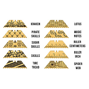 NDZ Performance Serrated Steel Blade Replacement for Berkling Utility Knife, Custom Double Sided Laser Engraved Designs, Gold - Scroll, Single Pack