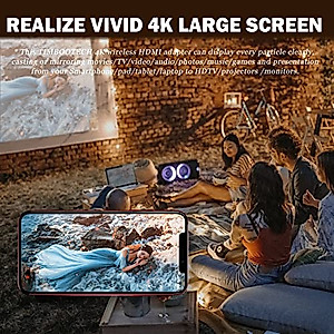 4K Wireless HDMI Display Dongle, TIMBOOTECH HDMI Display Adapter Streaming YouTube, Neflx, Compatiable with Phone/iPad/iOS/Android/Mac OS to HDTV/Projector/Monitor, Support Miracast, Airplay, Chrome