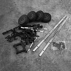 ZJchao Oil Trailer Chassis Spare Tire Kit, for WPL 1/16 B36 B-36 B36K B36KIT Military Truck Car Spare Parts DIY Car Accessoy