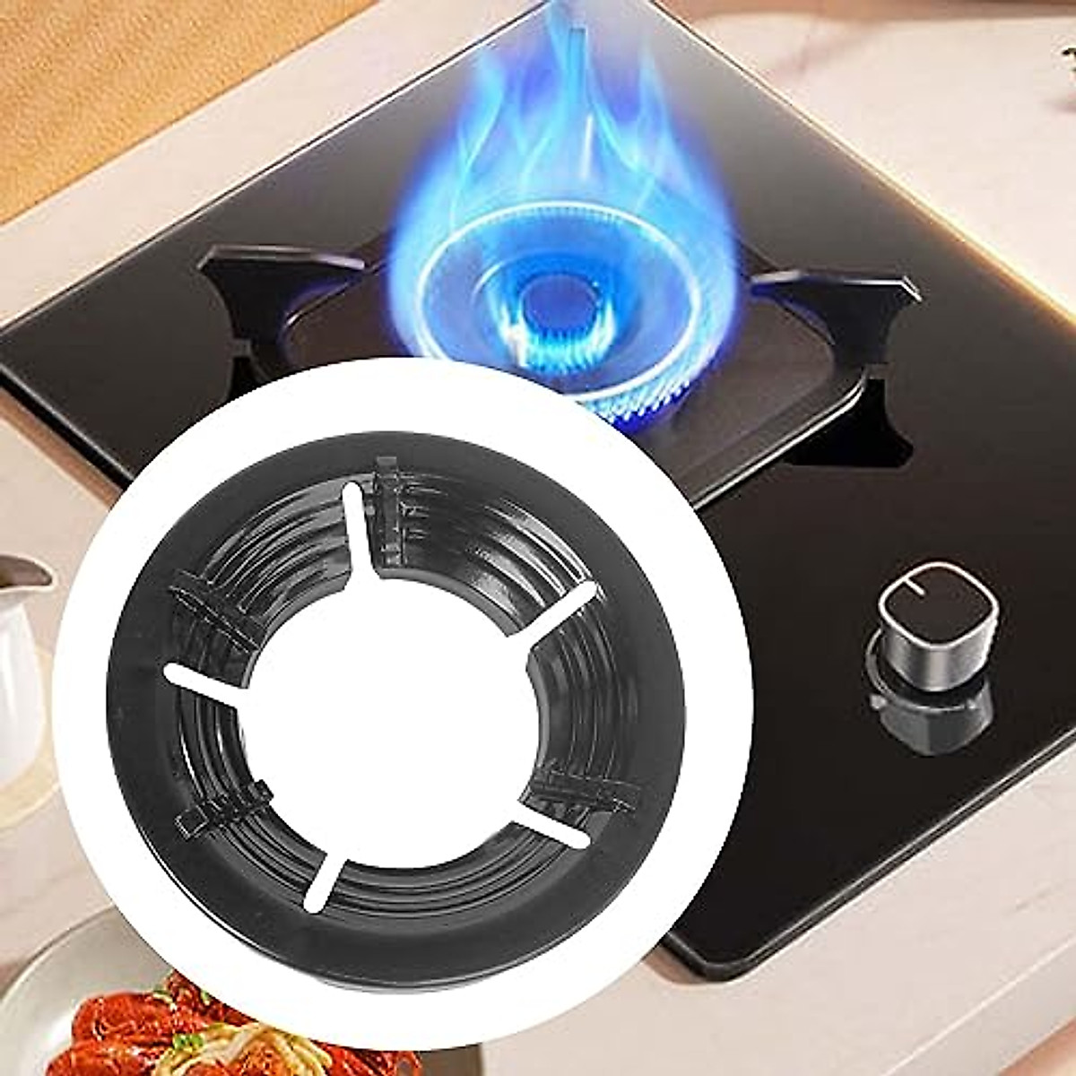 Fenteer Stainless Steel Energy Saving Rings Wok Rack Rings Stand Durable Windproof Gas Rings for Home for Sauce Pans Restaurant, 5 Holes
