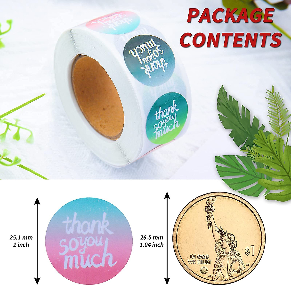 Thank Your Stickers,1000PCS Gradient Thank You Labels 1" Fashion Thank You Stickers Rolls 4 Designs for Bakery Package, Envelop Seal, Gift Box, Bubble Mailer, etc
