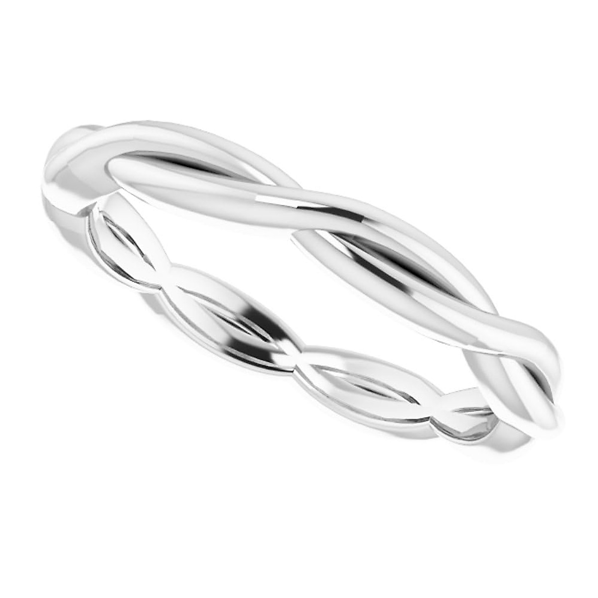 14k White Gold Woven Bridal Wedding Band Ring Fine Jewelry for Women Gifts for Her, Size 4.5