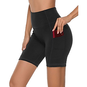 Stelle Womens High Waist Biker Cycling Fitness Gym Running Volleyball Workout Yoga Shorts (X-Large, 5'' Black)