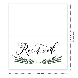 25 Greenery VIP Reserved Sign Tent Place Cards For Table at Restaurant, Wedding Reception, Church, Business Office Board Meeting, Holiday Christmas Party, Printed Seating Reservation Accessories DIY