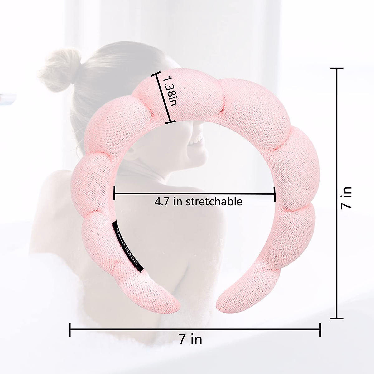 Sponge Spa Headband for Washing Face, 2 Pack Makeup Headbands Women Girls, Wash Yoga Sports Shower Head Band Terry Towel Cloth Hair Skincare, Removal