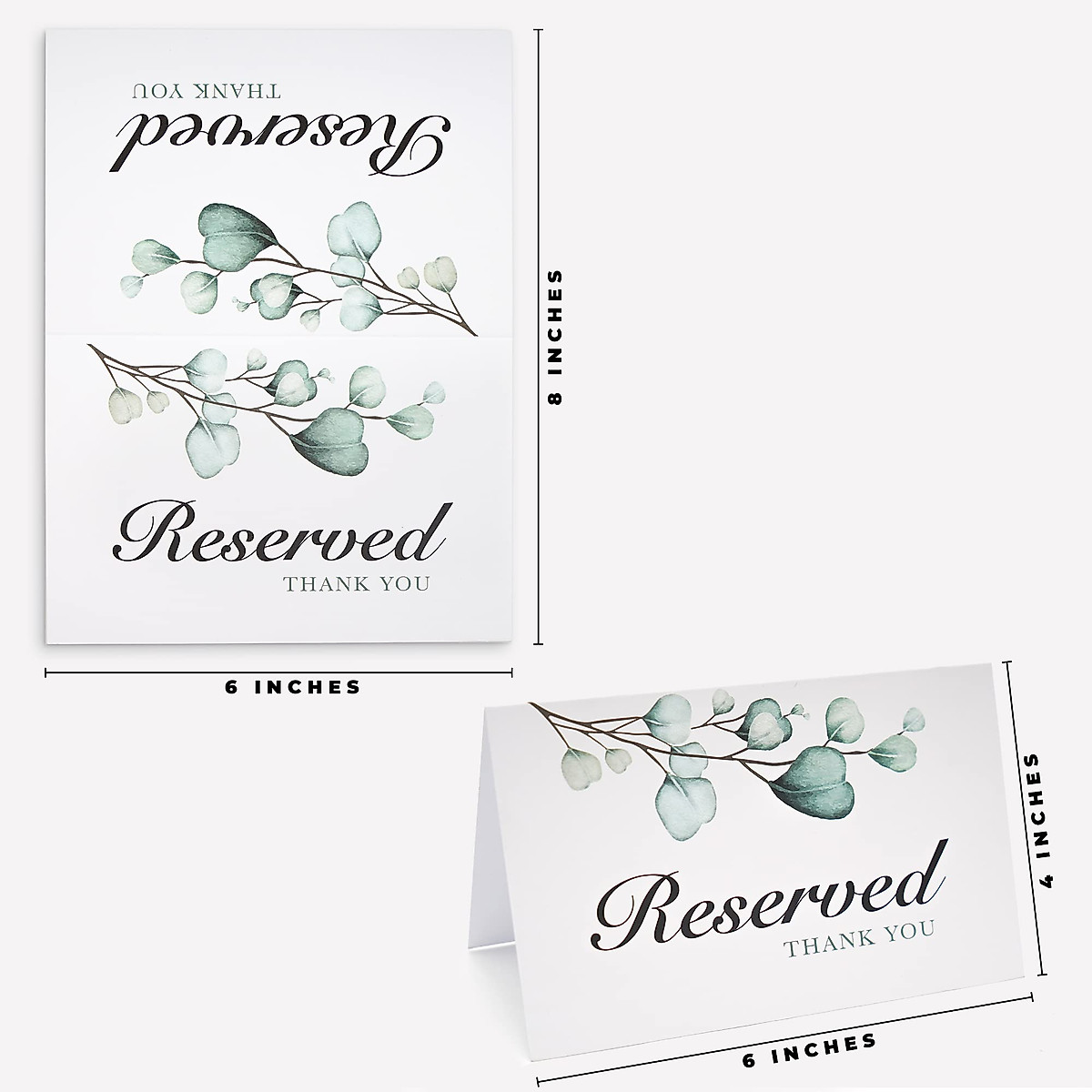 CLEVER SIGNS Reserved Table Signs, Pack of 25, Reserved Signs for Weddings, Receptions, Christmas, Events, 4x6 inches Reservation Cards for Tables, Greenery Watercolor Reserved Signs