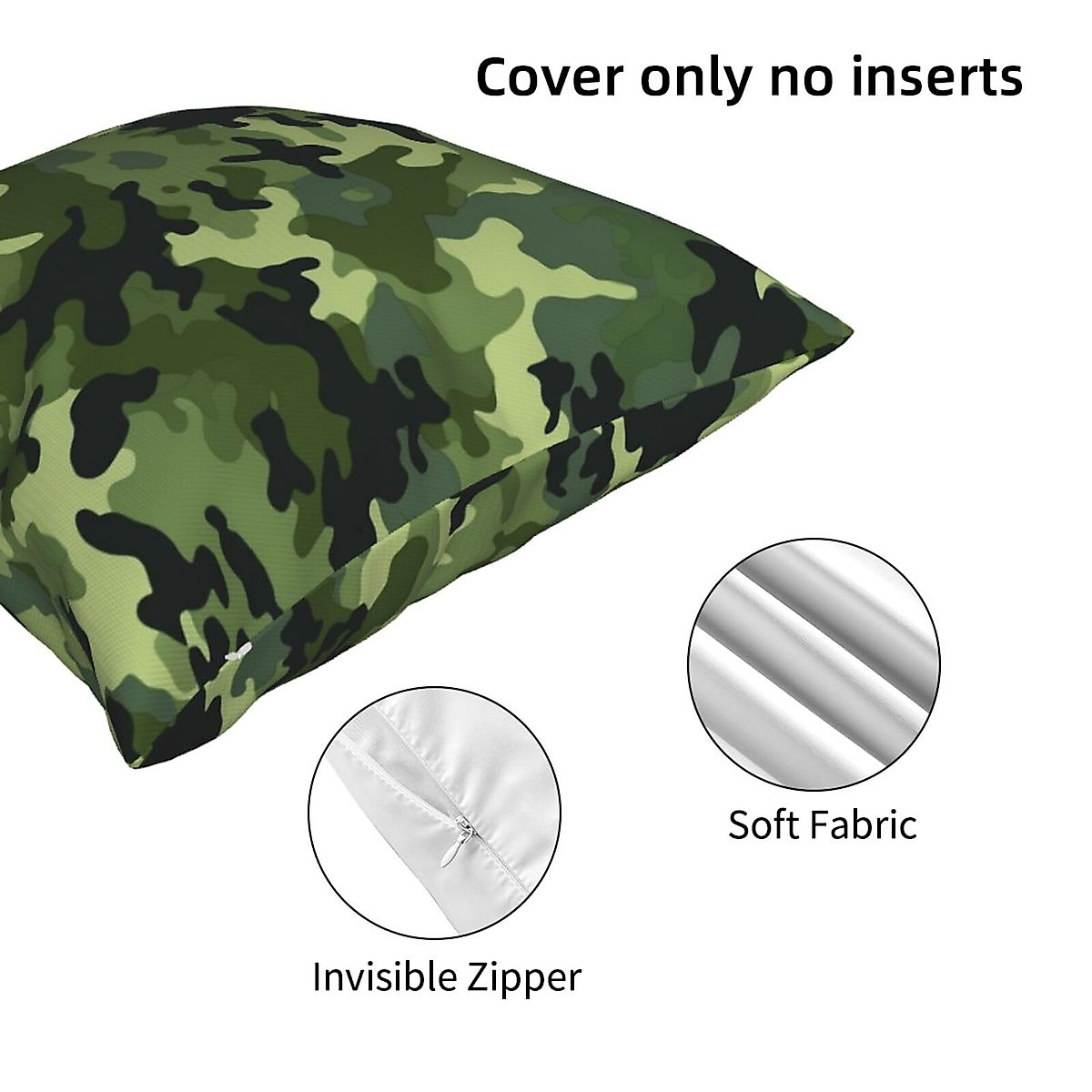 AdaNti Camo Green Print Throw Pillow Cover Square Soft Cushion Cover Throw Pillow Case for Home Decor Living Room Bed Couch Car 12"x12"