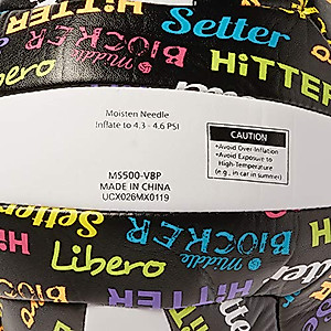 Molten Volleyball Positions Recreational Volleyball, Black/Neon Colors, official, MS500-VBP