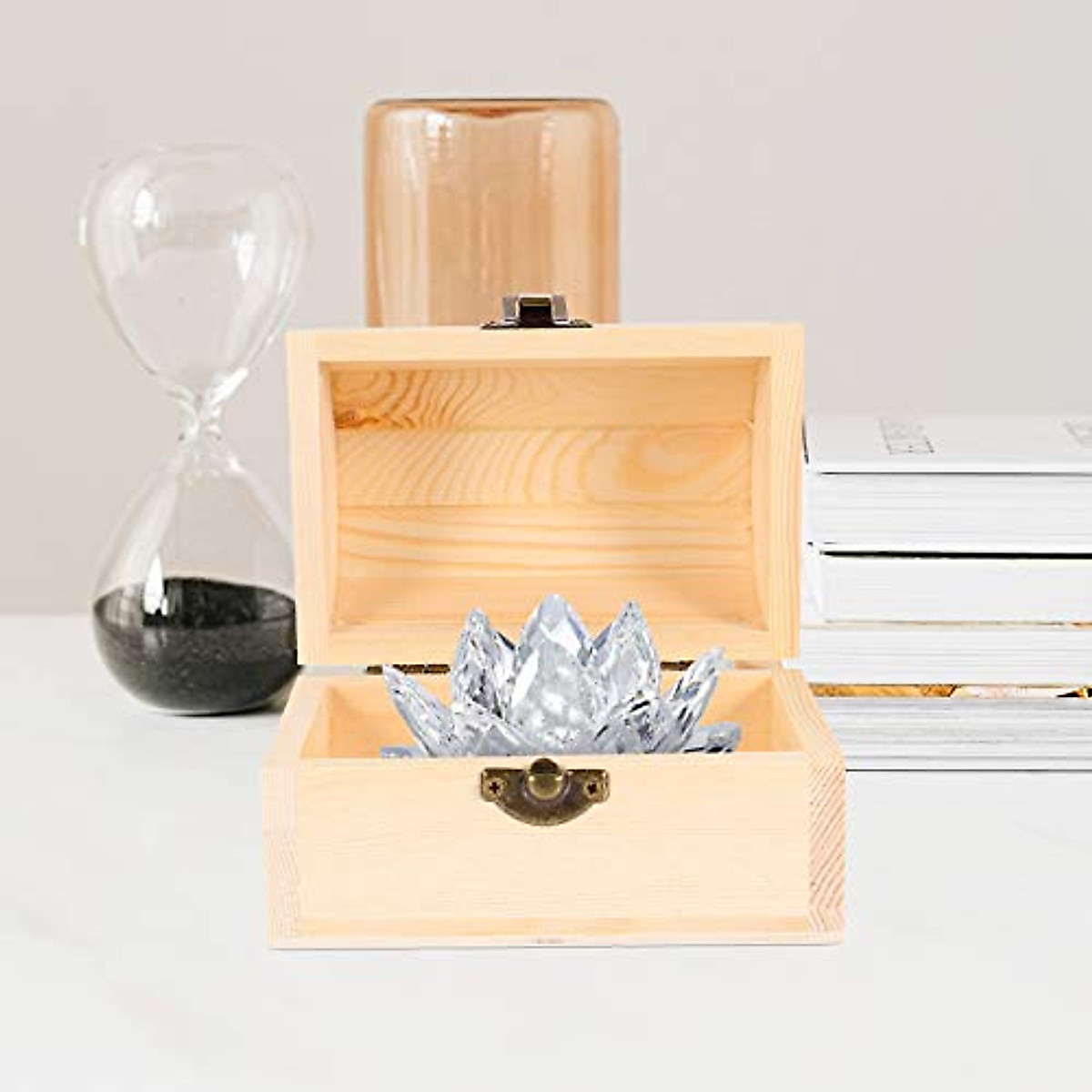 DOITOOL Wood Craft Box Unpainted Small Jewelry Box Mini Chest Treasure Case Organizer Sundries Gift Box for DIY Crafts(Medium)