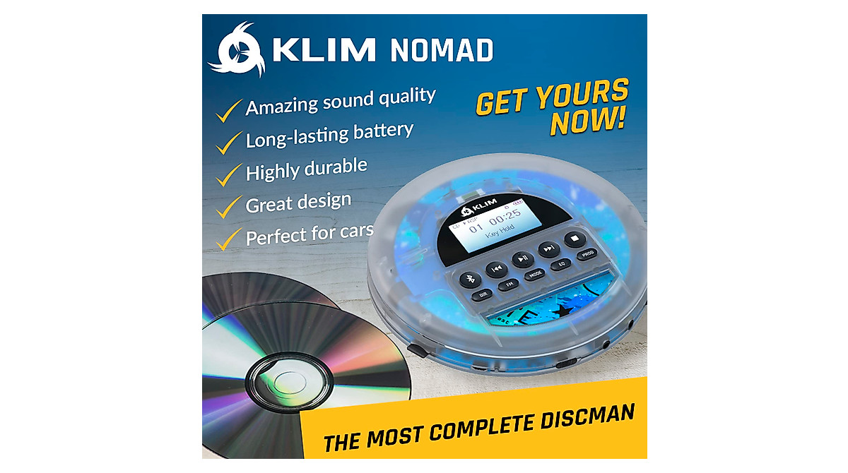 KLIM Nomad Transparent 2024 CD Player with Bluetooth & FM Radio