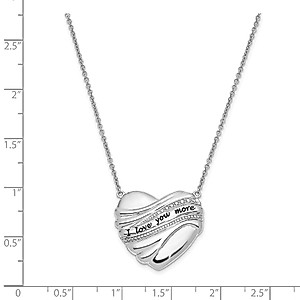 Solid 925 Sterling Silver Vintage Antiqued I Love You More 18in. Pendant Necklace Charm Chain 18"