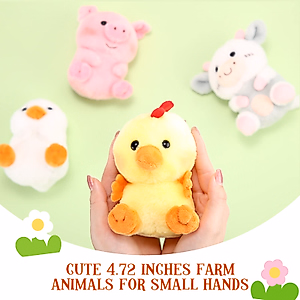 Skylety 4 Pieces Farm Stuffed Animals Stuffed Farm Theme Plush Animals Bulk 4.72 Inches Chicken, Duckling, Pig, Cow Plush Stuffed Animals Toys for Valentine's Day Birthday Gift Party Favor Supplies