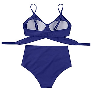 Padaleks Women's High Cut Bikini Set Lace Up Two Piece Padded Swimsuits High Waist Bottom Bathing Suits Beachwear