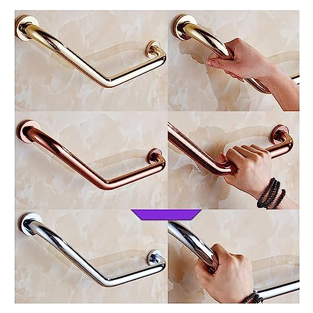 BKBXRSYR Grab Bars Grab Bar Shower Grab Rail Toilet Handrail Shower Safety Handle for Bathtub Toilet Bathroom Kitchen Stairway Handrail Applicable to Living Alone-Rosegold-B(Golden,Animal Horse)