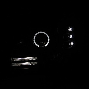 SPPC Black Projector Headlights Assembly Set with Halo For Ford F-150/F-250/Bronco - (Pair) Driver Left and Passenger Right Side Replacement