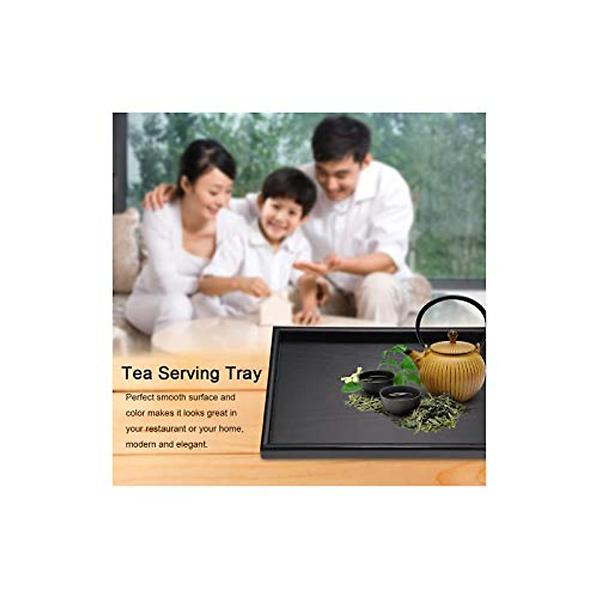 Wood Serving Tray, Rectangle Shape Solid Wood Tea Coffee Snack Food Meals Serving Tray, Plate Restaurant Trays(25*18*2cm)